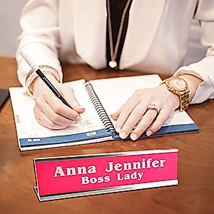 Personalized Name Plate with Wall Or Desk Holder Customized Engraving 2x8