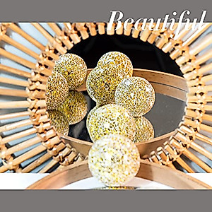 v2croft 2.4 in Decorative Orbs Glass Balls Set of 6,Mosaic Sphere Globe for Whole Housewares,Wedding/Birthday,Bowls,Vases Dining Table Centerpieces (Gold)