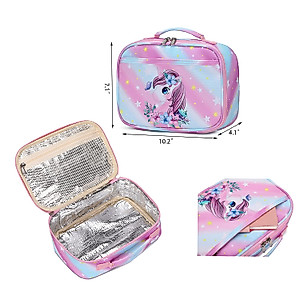 Kids Backpack For Girls Unicorn School Backpack Cute Toddler Book Bag Set With Lunch Box, Pink