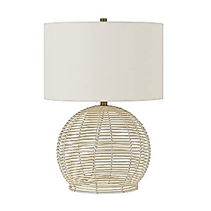 Henn&Hart 21.5" Tall Rattan Table Lamp with Fabric Shade in Rattan, for Home, Living Room, Bedroom, Entertainment Room, Office, Kitchen, Dining