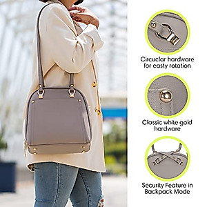 Miztique - The Daisy Purse for Women, Soft Vegan Leather Shoulder Strap Bag or Convertible Backpack - Taupe