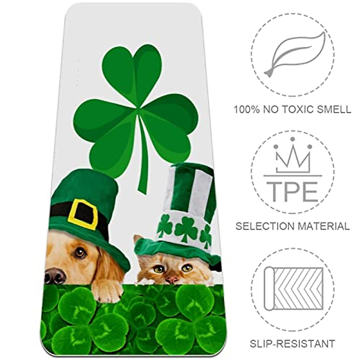 Yoga Mat, Yoga Mats for Home Workout, Workout Mat, Exercise Mats, Pilates Mat, St-Patrick's Day dog clover green pattern