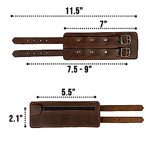 Hide & Play, Stylish Wrist Wallet Cuff Handmade from Full Grain Leather - Hidden Pocket for Cash, Safe Wallet for Travelers & Bikers - Wristband with Secret Pouch - Bourbon Brown