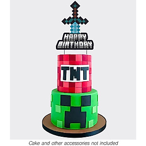 Mining Craft Pixel Gamer Gaming Birthday Cake Topper Video Game Mine Party