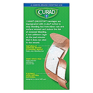 Curad Quickstop Flex Fabric Bandages, Assorted, 30/box