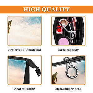 TBOUOBT Cosmetic Travel Bags, Makeup Case, Makeup Bag for Toiletries, Hawaiian Beach Sea Coconut Tree Sunrise