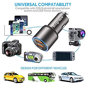 30W Fast Car Charger for LG K51 Q70 Wing K92 5G G8X G8 G7 V40 V50 V35 V60 Thinq,Stylo 6 5 5X 4,Q7 Plus,V30,Oneplus 10 Pro 5G/9 8 7T/Nord N200 N100,TCL 20S,2Port USB Adapter:Quick Charge 3.0+ Cord