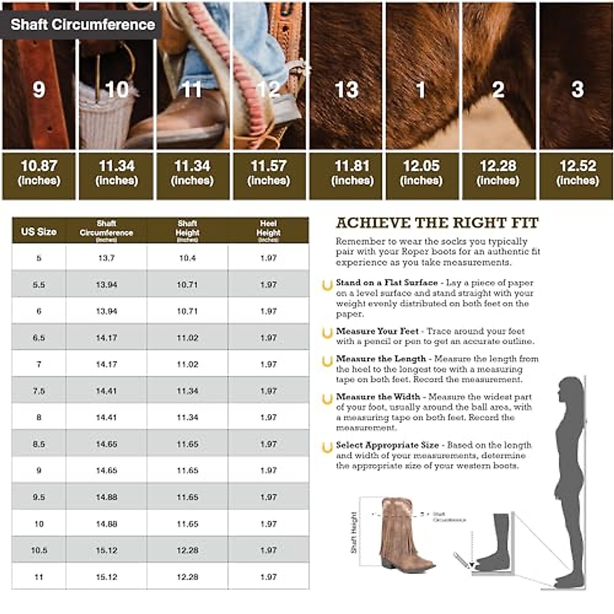 Roper Little Kids Fringes Boot, Brown, 2