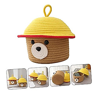 TOYANDONA Bear Storage Basket Clothes Bins Storage for Closet Toy Baskets Wicker Storage Basket Baby Laundry Basket Baskets Empty Wicker Laundry Baskets Cotton Rope Sundries Basket Mini