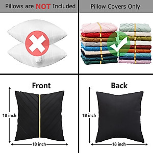 Tosleo Black Velvet Throw Pillow Covers 18 x18 inch Pack of 2 with Gold Leather Decorative Couch Pillow Cover Luxury Modern Pillowcases for Wedding Living Room Bedroom Sofa Cushion Bed