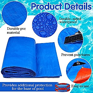 Woanger 13 ft Pool Mat Swimming Pool Ground Cloth Square Pool Liner Pad Waterproof PE Ground Pool Mat for Above Ground Pools Avoid Rocks, Roots, and Glass