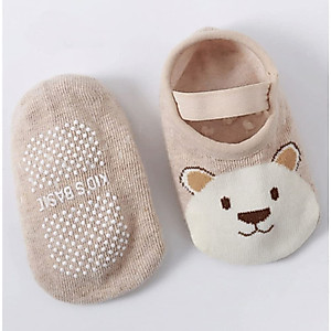 Yenzat Baby Toddler Anti Slip Non Skid Socks with Grip for Infant Girls Slippers 12-36 Months 6 Pairs