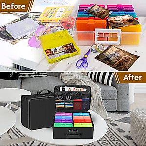 DocSafe Photo Storage Box with Lock,Fireproof Photo Organizer Box with 16 Inner 4" x 6" Photo Case(Multi-Colored),Collapsible Portable Photo Filing Safe Storage with Water-Resistant Zipper for Photos