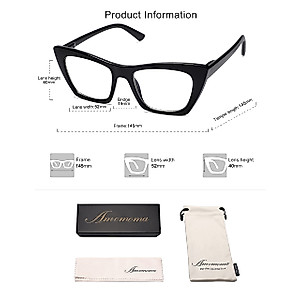 AMOMOMA Oversized Reading Glasses for Women,Trendy Cat eye Blue Light Computer Reader AM6028C1+C2+C3 1.5X