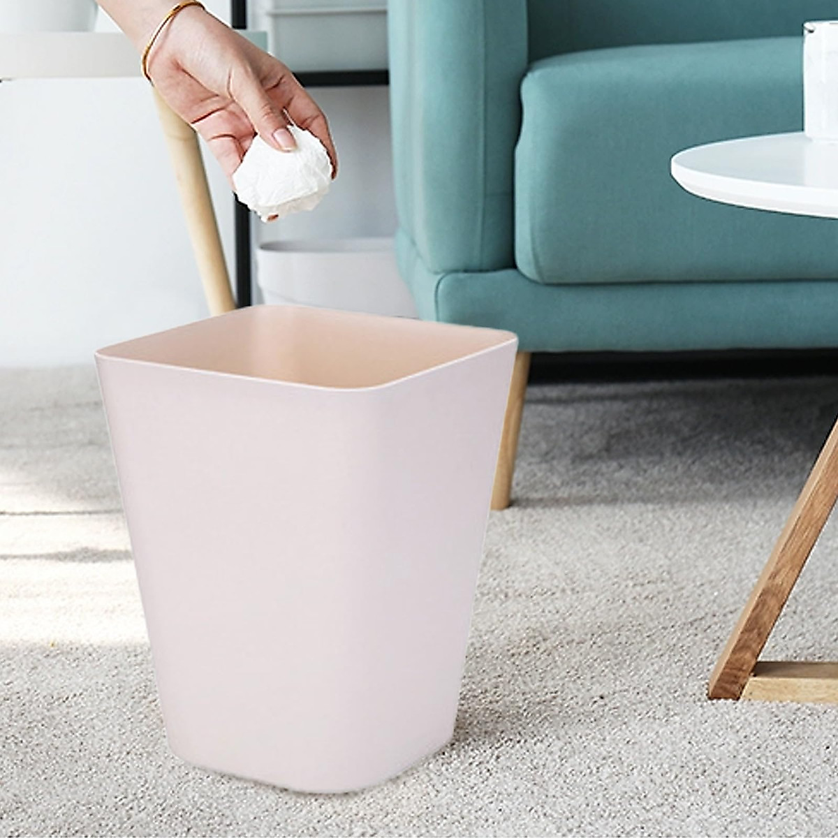 ALMOXVYE 4 Pack Small Trash Can, 1.6 Gallon Square Trash Can Wastebasket, Plastic Bedroom Garbage Can for Bathroom, Home, Laundry Room, Kitchen, Office, Kid Room, Dorm