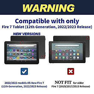 RYUITHDJP for Kindle Fire 7 Tablet Case 7" 2022/2023 with 360 Degree Rotating Swivel Kickstand Turtle Design for Kindle Fire 7 case Auto Wake Sleep Leather Cover