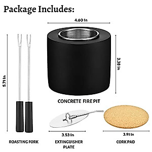 Tabletop fire Pit | Smores Maker Mini Indoor Fire Pit- Portable Table Top Fire Pit Bowl with Roasting Forks and Cork Pad -Tabletop Mini Indoor Fireplace -Small Fire Pit (Black)
