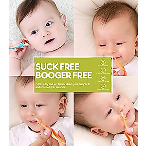 Two Pack 3 in 1 Baby Nose and Ear Gadget, Safe Baby Booger Remover, Nose Cleaning Tweezers, Nose Cleaner for Baby Infants and Toddlers, Dual Earwax and Snot Removal Baby Must Have Items