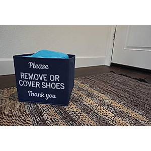 RE GOODS Shoe Covers Box - Real Estate Agent Supplies, Disposable Shoe Bootie Holder For Realtor Listings and Open Houses | Please Cover or Remove Shoes Bin
