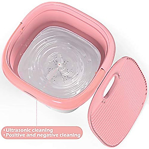 Portable Washing Machine，Ultrasonic Ozone sterilization，Foldable Mini Small Washer for Underwear or Small Items Washing Baby Clothes，Suitable for Apartment Dorm,Travelling，Best Gift Choice Pink