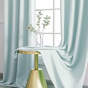 YGO Aqua Curtains 54 Inch Length for Kids Room Thermal Insulated Blackout Curtains for Small Short Window Drape Grommet 34x54 Inches Long