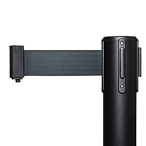 Crowd Control Warehouse CCW Series RBB-100 - Set of 2 Stanchion Retractable Belt Barriers - 11 Foot Black Belt, Black Post - Easy Assembly