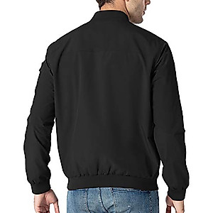 TBMPOY Men's Windproof Bomber Jackets Lightweight Track Jackets Spring Casual Windbreaker Outdoor Coat Black M