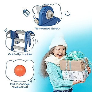 Elesuli 4in1 Toddler Swing and Slide Set Kids Indoor Slide Swing Climber with Basketball Hoop Kid Child Playset Inside Playground Birthday Outdoor Backyard Blue