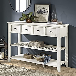 Walker Edison Modern Farmhouse Wood Buffet Sideboard Entryway Serving Storage Cabinet Doors-Dining Room Console, 48 Inch, White