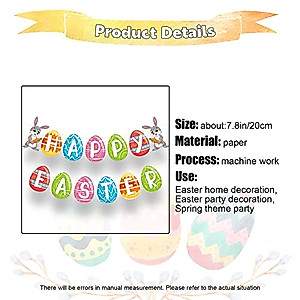 Happy Easter Banner Garland Easter Banner Paper Easter Bunnies Egg Sign for Party Decorations Supplies Home Decor for Mantle Fireplace…