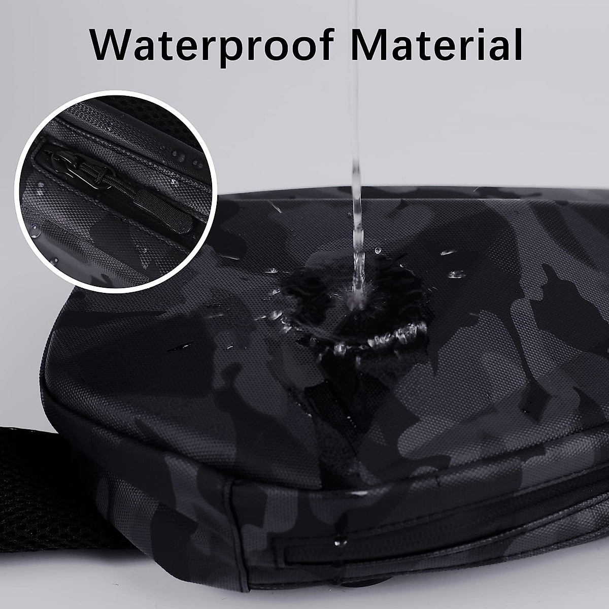 Lamgool Sling Bag for Men Waterproof Shoulder Bag Travel Hiking Hard Shell Sling Backpack Lightweight Cross Body Bag with Usb Charger Port