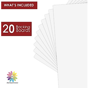Mat Board Center, Pack of 20 White 16x20 Backer Boards/Matte Backing Board Great for Frames, Photos, Crafts