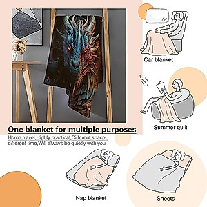 Ultra Soft Flannel Fleece Throw Blanket Dragon All Season Warm and Cozy Quilt Blanket for Bed Sofa Couch 80"X60"for Adult