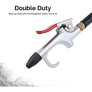 Hiltex 31111 Long Reach Pneumatic Air Blow Gun | 24” Length | 1/4"" NPT Air Inlet | Angled Aluminum Nozzle with Pistol Grip Trigger | Rubber Tip"