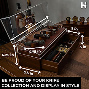 Pocket Knife Display Case EDC Case – Pocket Knife Storage Case and Knife Display Stand – Pocket Knife Case and Pocket Knife Organizer – Knife Cases For Collections - Gift For Men Husband Dad - Walnut
