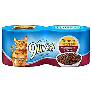 9Lives Tender Morsels With Real Beef In Sauce Wet Cat Food, 5.5 Ounce Can (Pack of 24)
