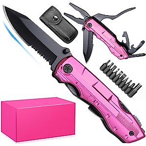 Womens Gifts for Christmas - Stocking Stuffers for Women, Gifts for Women Wife Mom Girlfriend - Christmas Mothers Day Gifts, Birthday Gifts for Women - Womens Stocking Stuffers, Pin'k Multitool Knife