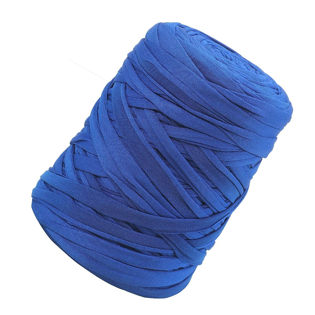 T-Shirt Yarn 130 Yards Knitting Yarn Fabric Crochet Cloth Solid Color Tshirt Yarn for Crocheting Beginners DIY Hand Craft Bag Blanket Cushion Projects (Klein Blue)