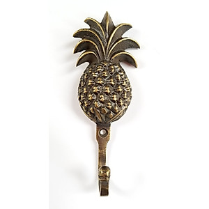 hardware and antiques Vintage Pineapple Fruits Strong Brass Hook Coat, Towel, Hat, Hanger 4-1/4" Long #C13