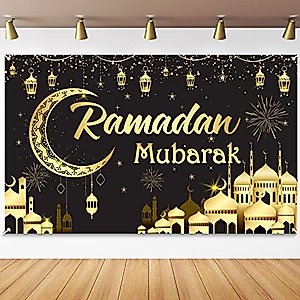Ramadan Mubarak Party Decorations Eid Mubarak Backdrop for Ramadan Party Supplies Banner Photo Booth Prop