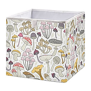 Kigai Colorful Mushroom Cube Storage Bins - 11x11x11 In Large Foldable Storage Basket Fabric Storage Baskes Organizer for Toys, Books, Shelves, Closet, Home Decor