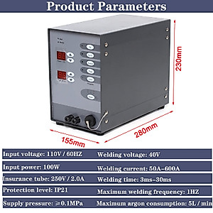 Permanent Jewelry Welder Kit, Automatic Spot Welder Pulse Argon Arc Welding Machine Jewelry Welder, for Jewelry Restoration, 50-600A, with Welding Loop Clamp, Pressure Gauge, Tweezers