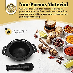 Cast Iron Cauldron Mortar and Pestle Set