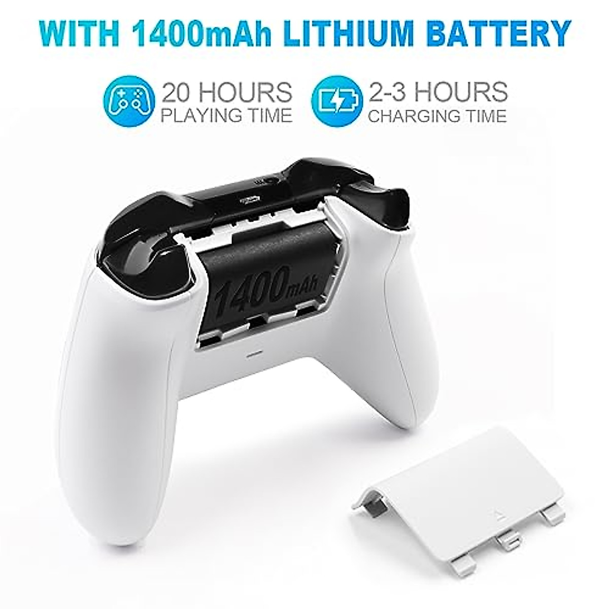 Xbox Controller with 1400mAh Lithium Battery, Xbox One Controller with 2.4GHz Wireless Adapter, Wireless Xbox Controller Compatible with Xbox One, Xbox Series X/S, Xbox One X/S Consoles and PC