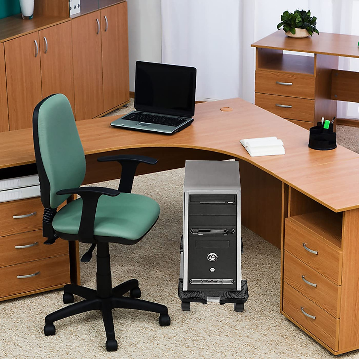 Zerayo Computer Tower Stand,PC Stand Shelf for Floor,CPU Stand with 4 Silent Rolling Casters Mobile Pc Holder,Suitable for Most Game Cases On Computer Tower Floor Stand