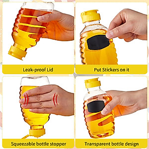 36 Pieces 8/16 oz Honey Bottles Squeeze Honey Bottles Clear Plastic Honey Bottles Honey Jar Container with 36 Pcs Chalkboard Labels and and 1 Pcs Pen Honey Holder with Flip Lid for Dispensing Food