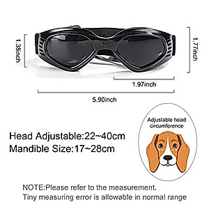 Dog Sunglasses Dog Goggles, Puppy Dog UV Glasses with Adjustable Strap, Anti-Fog & Windproof Foldable Pet Sunglasses for Small Medium Dogs