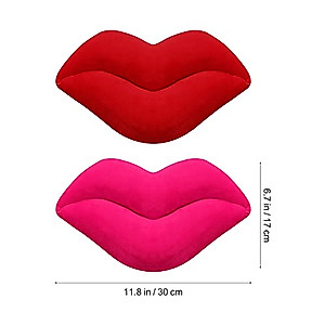 Amosfun 2Pcs Lip Throw Pillows Decorative Pillows Kiss Pillow Throw Pillows Wedding Throw Pillow Cushion for Valentines Day Wedding Party Decorations