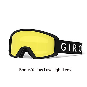 Giro Semi Ski Goggles - Snowboard Goggles for Men, Women & Youth - Black Core Strap with Amber Scarlet/Yellow Lenses
