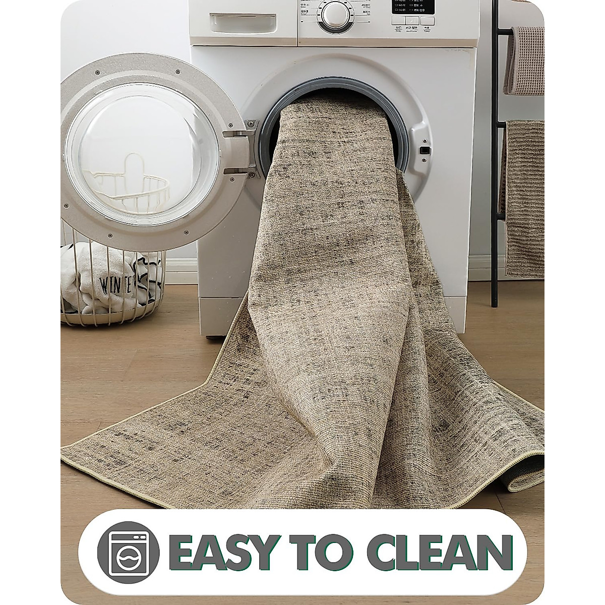 LUMI 4x6 Modern Abstract Area Rug, Ultra-Thin Washable Non-Slip Carpet, Low Profile, Flat Weave Indoor Floor Rugs for Living Room, Bedroom, Dining Room, Home Decor